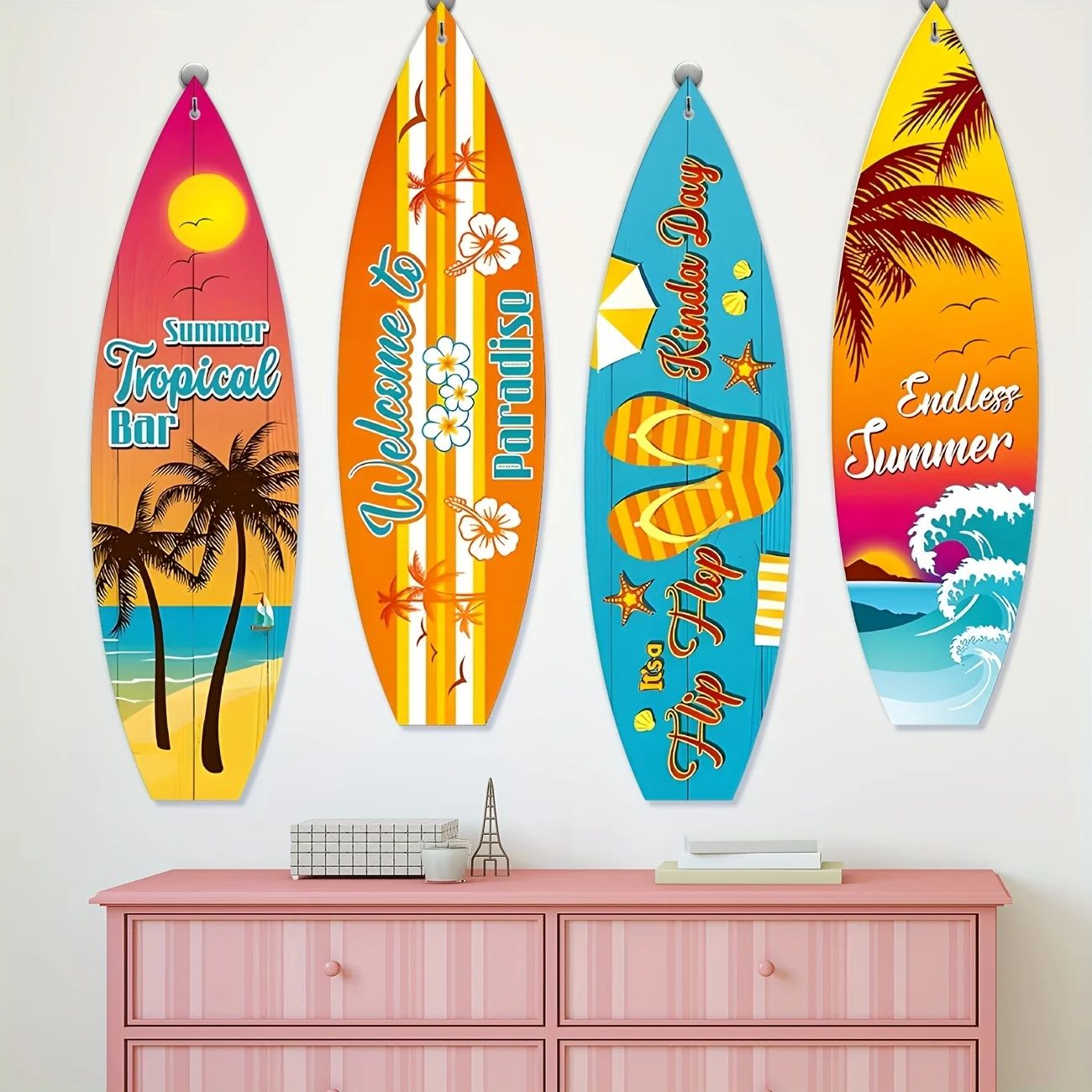 4Pcs Surfboard Party Banner Summer Wall Decor Surfboard Wall Hanging ...