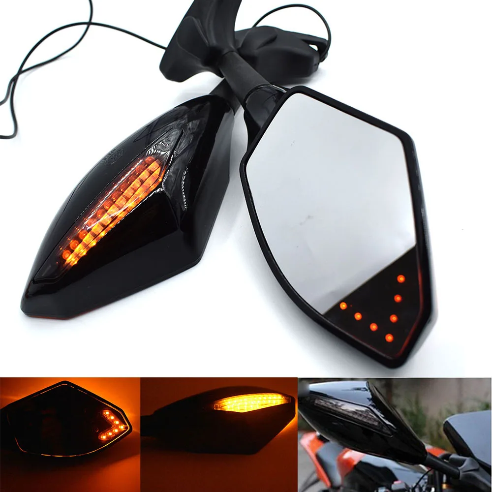 Universal-Motorcycle-Rearview-Mirror-with-LED-Turn-Signal-For-Honda ...
