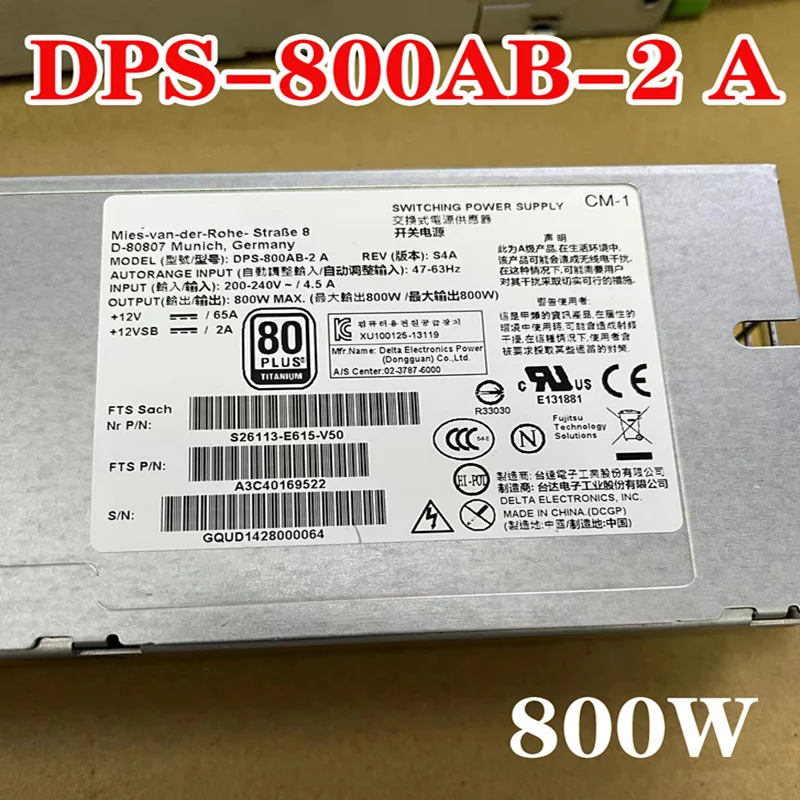 Original PSU For Fujitsu 800W Switching Power Supply DPS-800AB-2 A S26113-E615-V50 ...