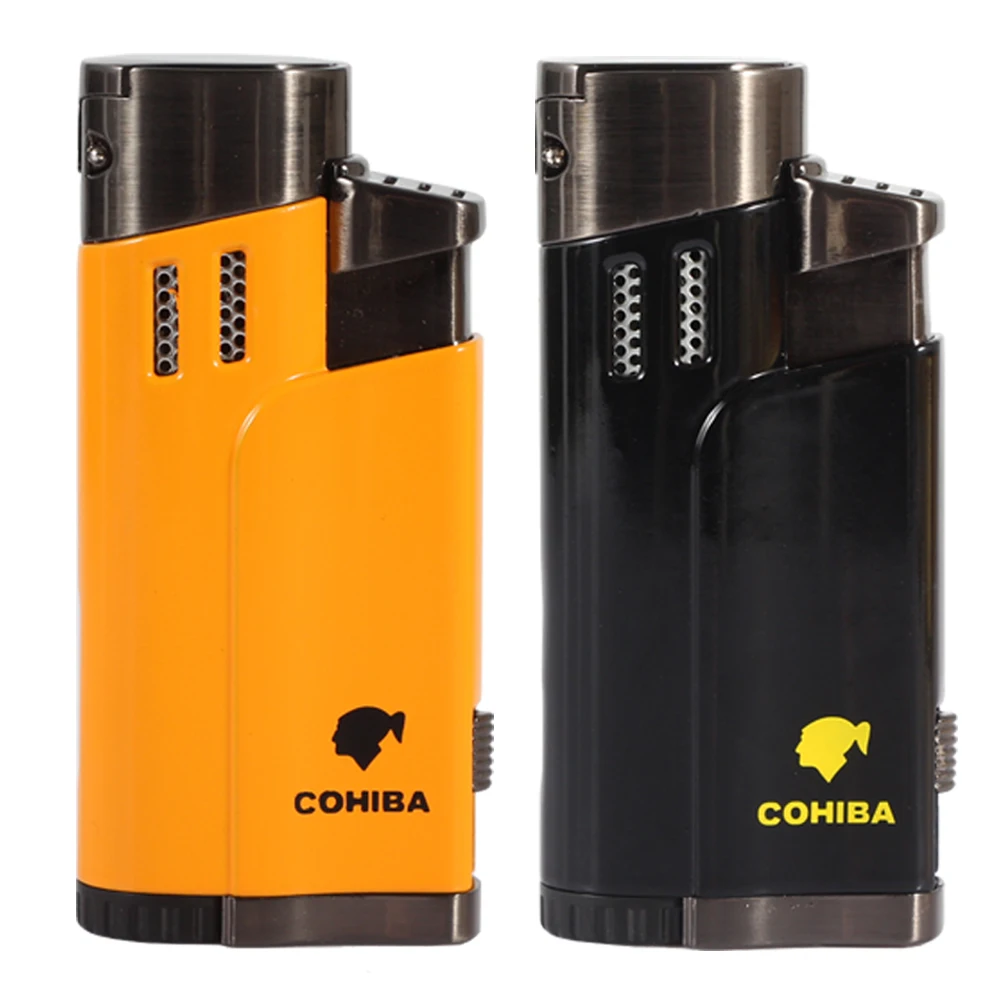 COHIBA-Cigar-Lighter-Gas-Torch-Butane-Jet-Lighters-Smoking-4-Flame ...