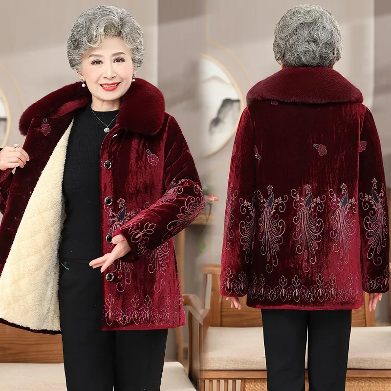Winter Women's Cotton-Padded Jacket 50 To 80 Year Old Grandma Coat ...