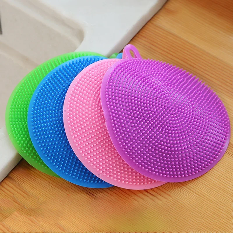 1PCS Silicone Dish Washing Brush Pot Pan Sponge Scrubber Silicone ...