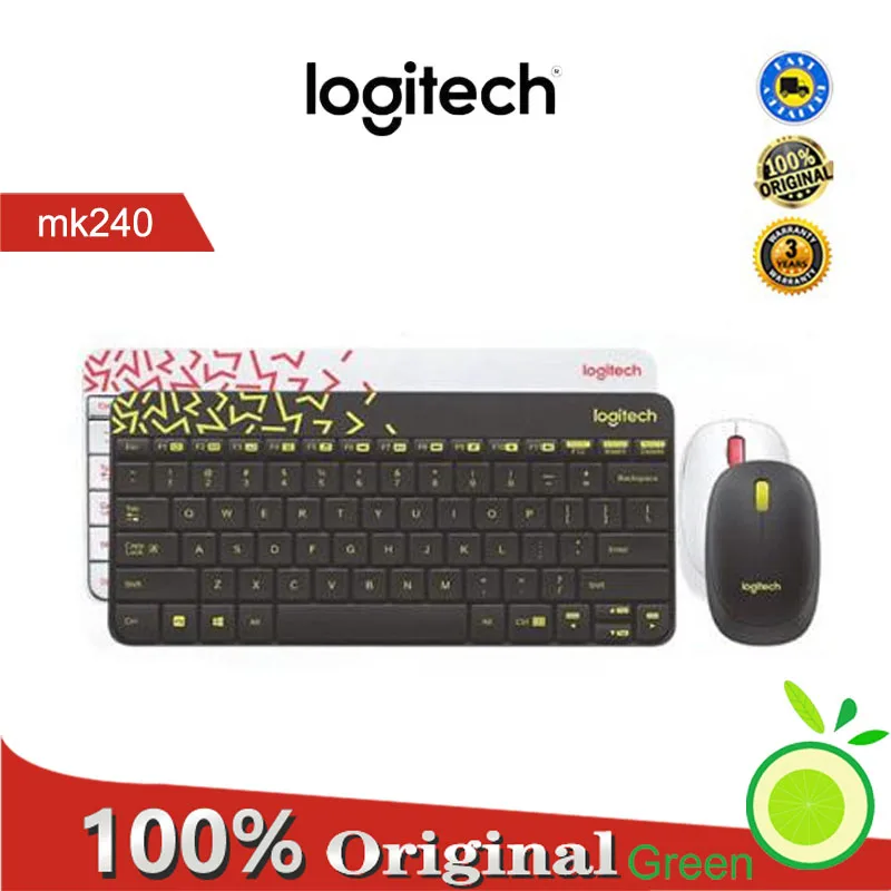 Logitech-mk240 nano teclado sem fio e mouse combo, compacto, para laptop, desktop, jogos