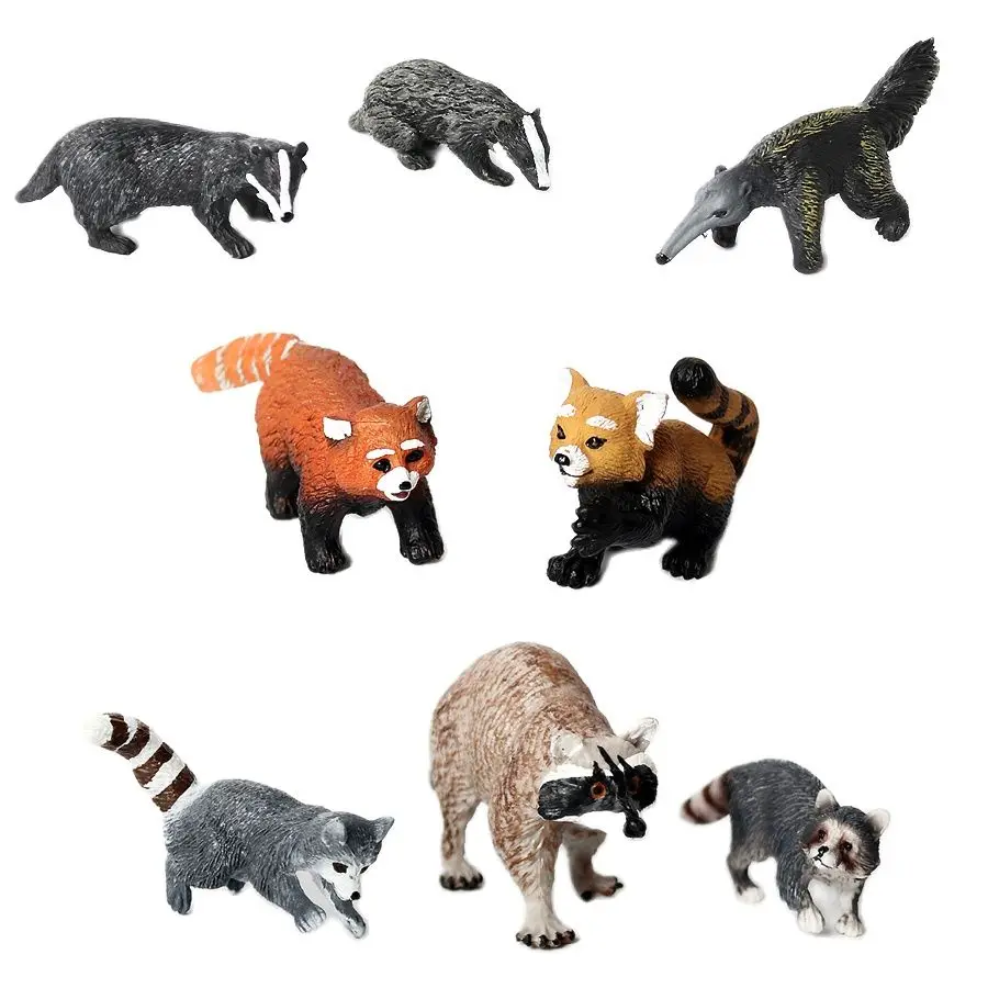 Realistic Forest Animal Figures Raccoon,badger,anteater Bear Model Toys ...