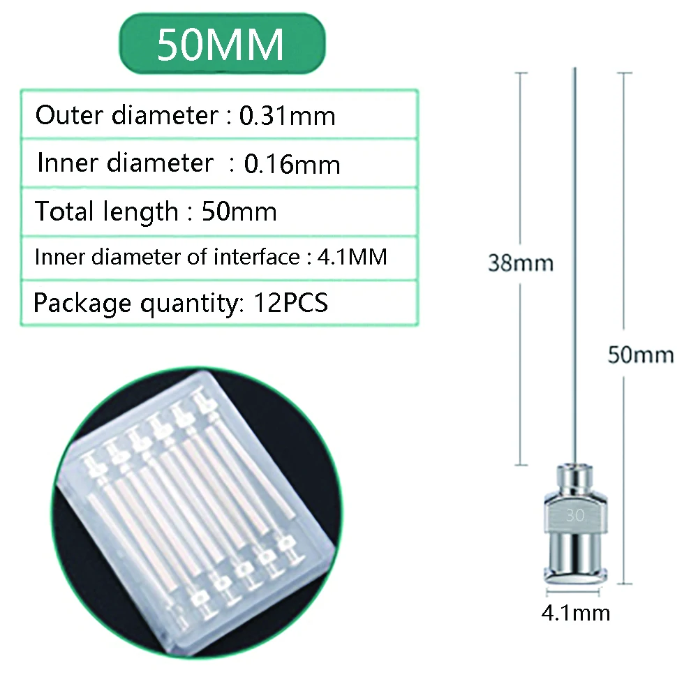 12pcs-21-30G-50mm-Precision-Stainless-Steel-Dispenser-Syringe-Needles ...