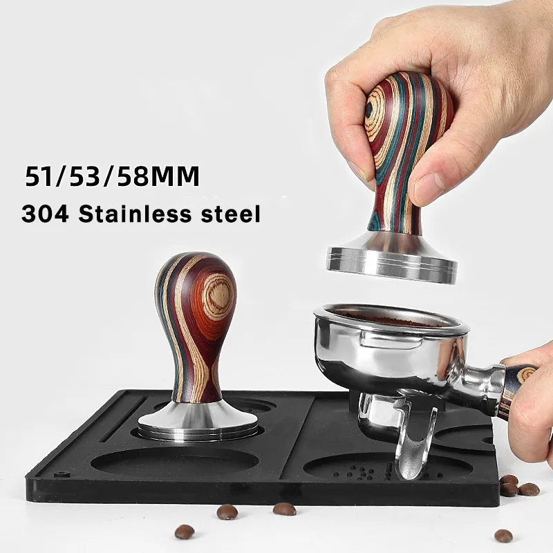 51-53-58mm-304-Stainless-Steel-Coffee-Tamper-Threaded-Wooden-Handle ...