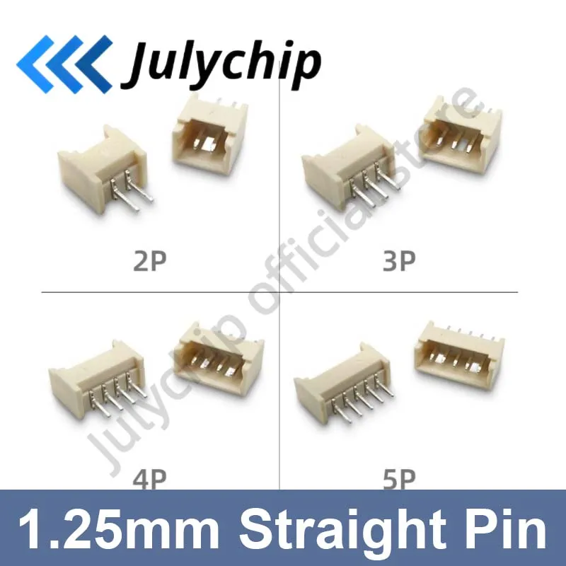 50pcs-straight-pin-1-25mm-pitch-white-straight-pin-socket-2P3P4P5P6P7P8 ...