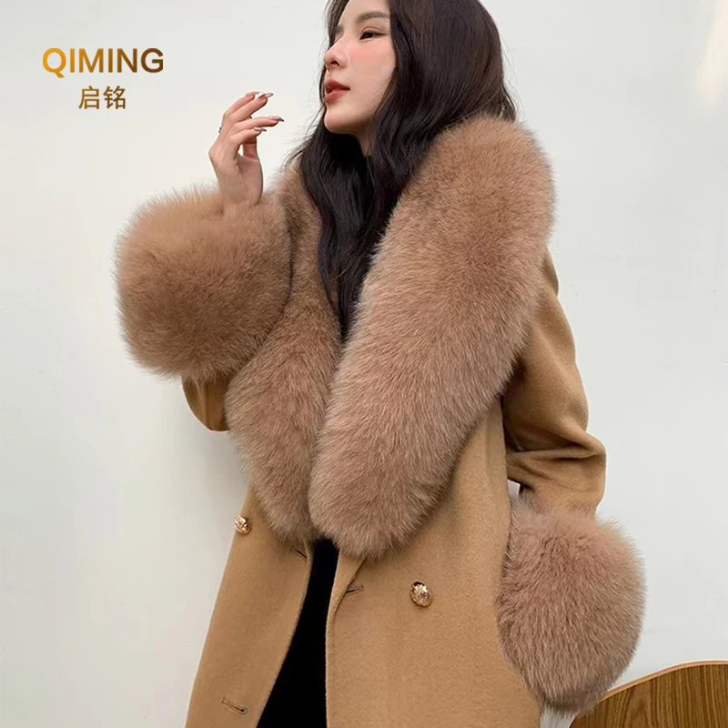 Winter Real Fox Fur Collar Women Large Fur Scarf Suit Fluffy Fur Shawl ...
