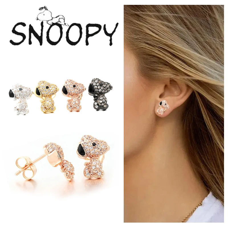 Snoopy Korean Earrings | Snoopy Jewelry | Luxury Snoopy | Stud Earrings ...