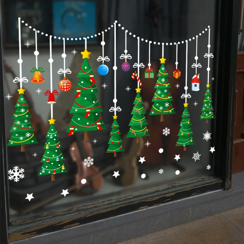Christmas Stickers Glass Sticker Christmas Tree Window Decoration Wall ...