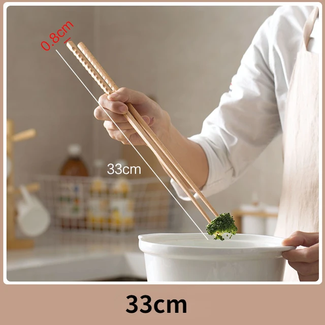 Japanese Extra Long Wooden Chopsticks Polished Beech Wood Fried Food ...