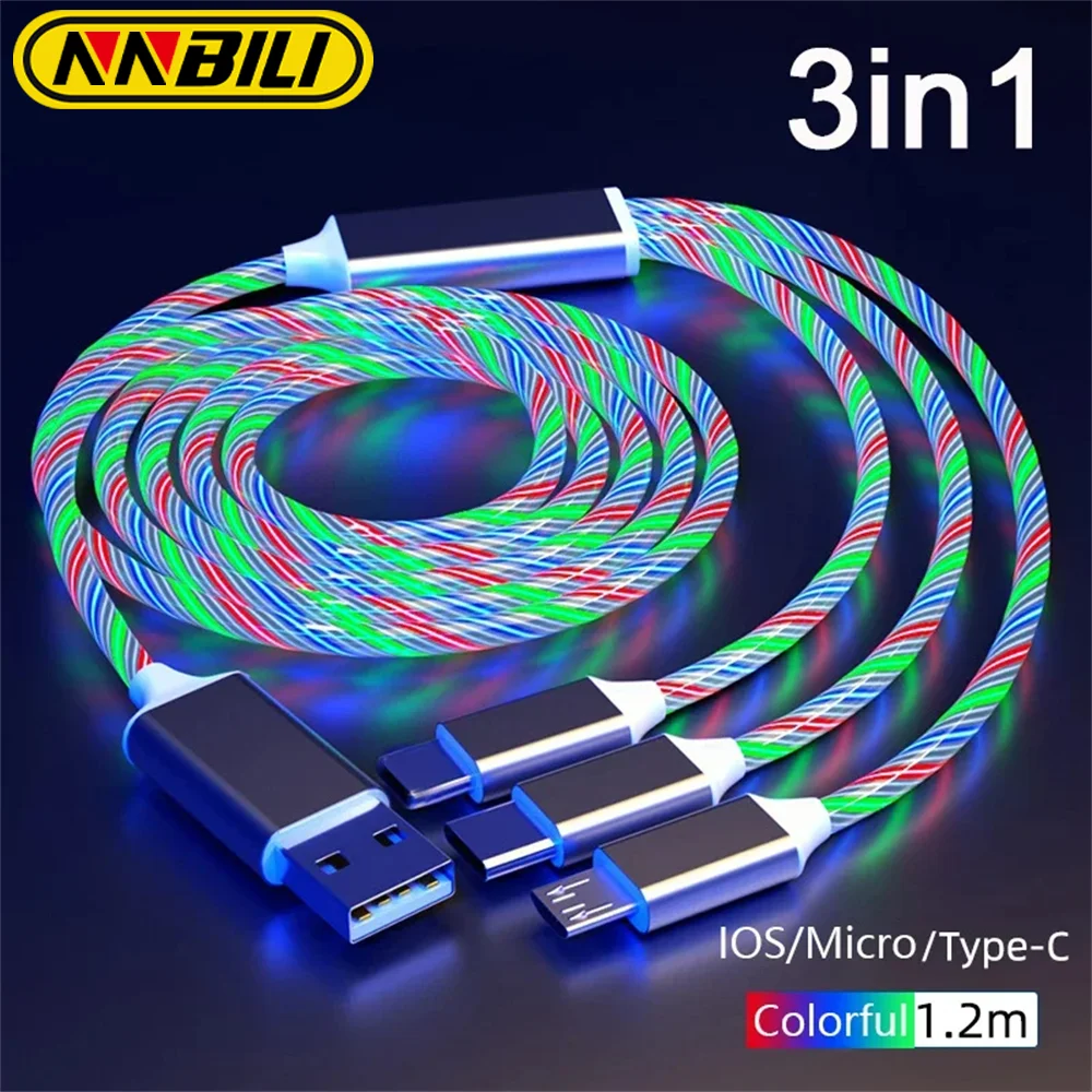 NNBILI-Glowing-LED-Light-USB-3-IN-1-cable-Phone-Fast-Charging-Charger ...