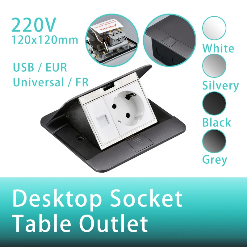 Metal-Panel-EU-Standard-Hidden-Type-Table-Socket-2-3-Way-Outlet-USB-EUR ...
