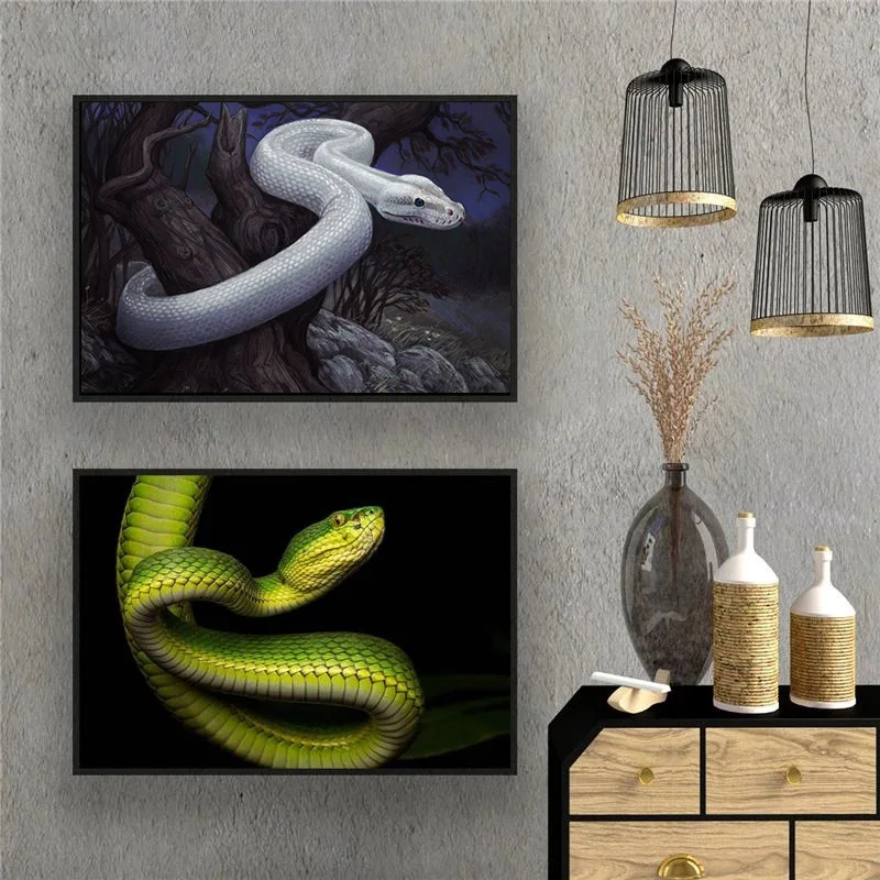 Blue-Snake-Poster-Nordic-Animal-Canvas-Painting-Boa-Snake-Wall-Art ...