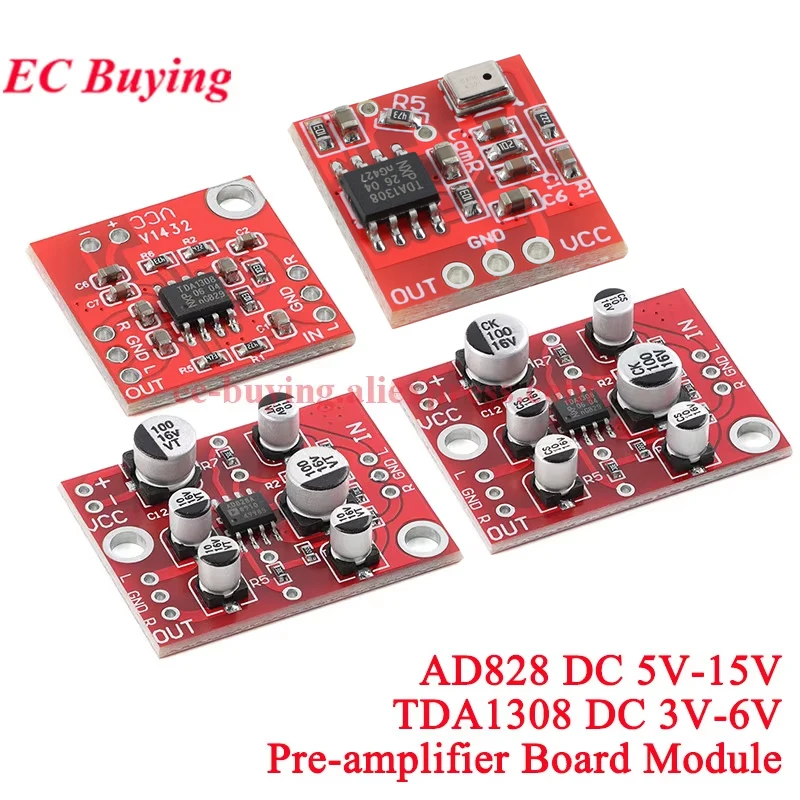 1Pc-10Pcs DC 5V-15V AD828 Stereo Preamp Power Amplifier Board ...