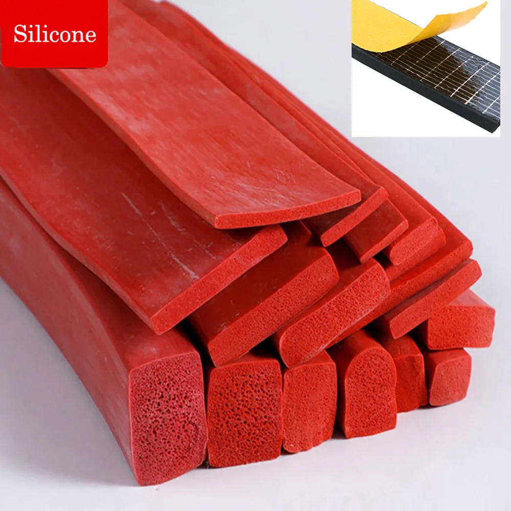 Red-Silicone-Self-Adhesive-Sealing-Strip-Foam-Silicones-Square ...