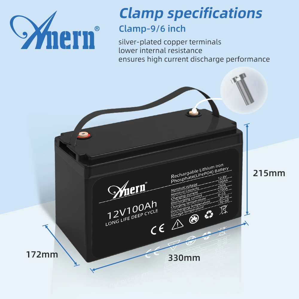 12V 100ah LiFePo4 Lithium Battery Lithium-ion Rechargeable Battery for ...