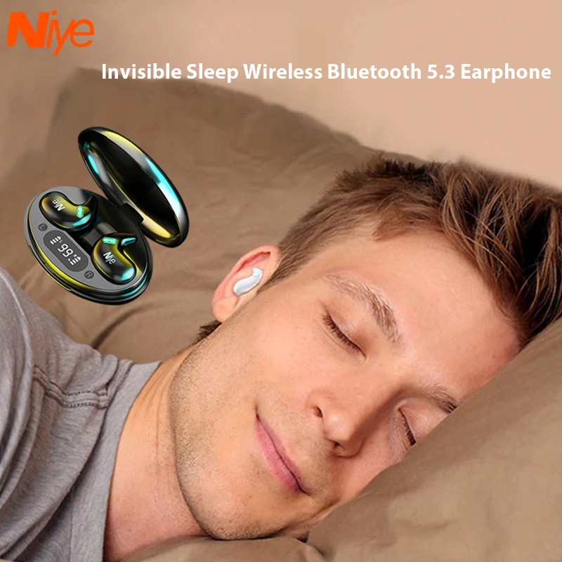 Niye Invisible Sleep Wireless Earphone Bluetooth 5.3 Hidden Earbuds ...