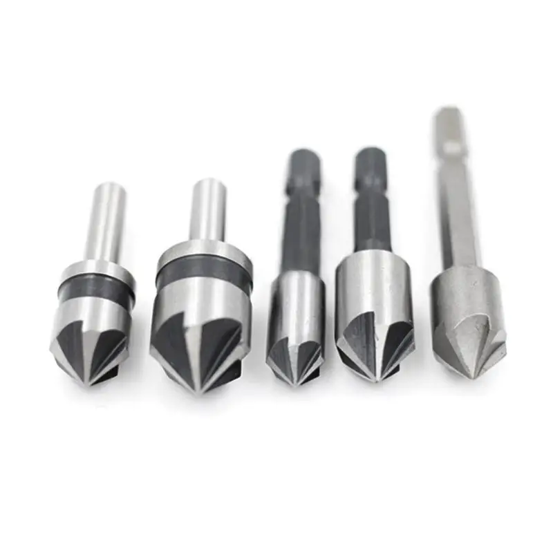 Pcs-5-Flute-HSS-Countersink-Drill-Bit-Set-90-Degree-14inch-Shank ...