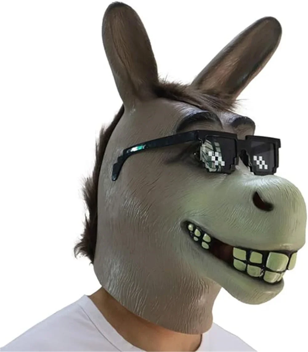 Shrek Donkey Mask for Adult, Halloween Novelty Deluxe Costume, Party ...