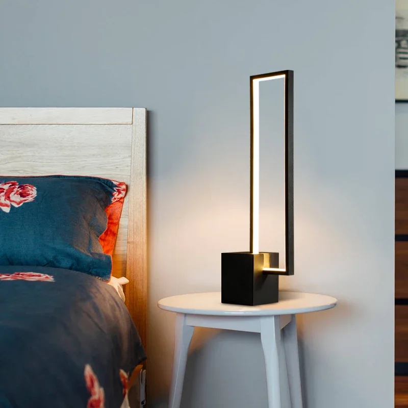 Modern-Black-LED-Candeeiros-de-Mesa-Sala-Quarto-Luz-Art-Deco-ao-lado-da ...