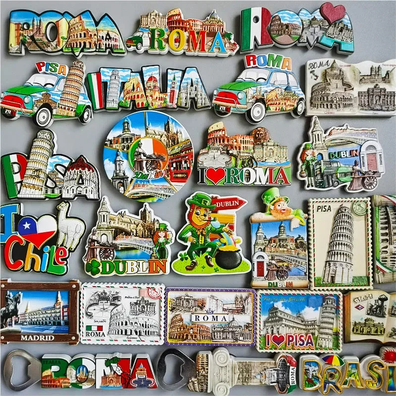 Italy-Roma-Fridge-Magnets-Tourist-Souvenir-Dublin-Chile-Pisa-Brasil-3d ...