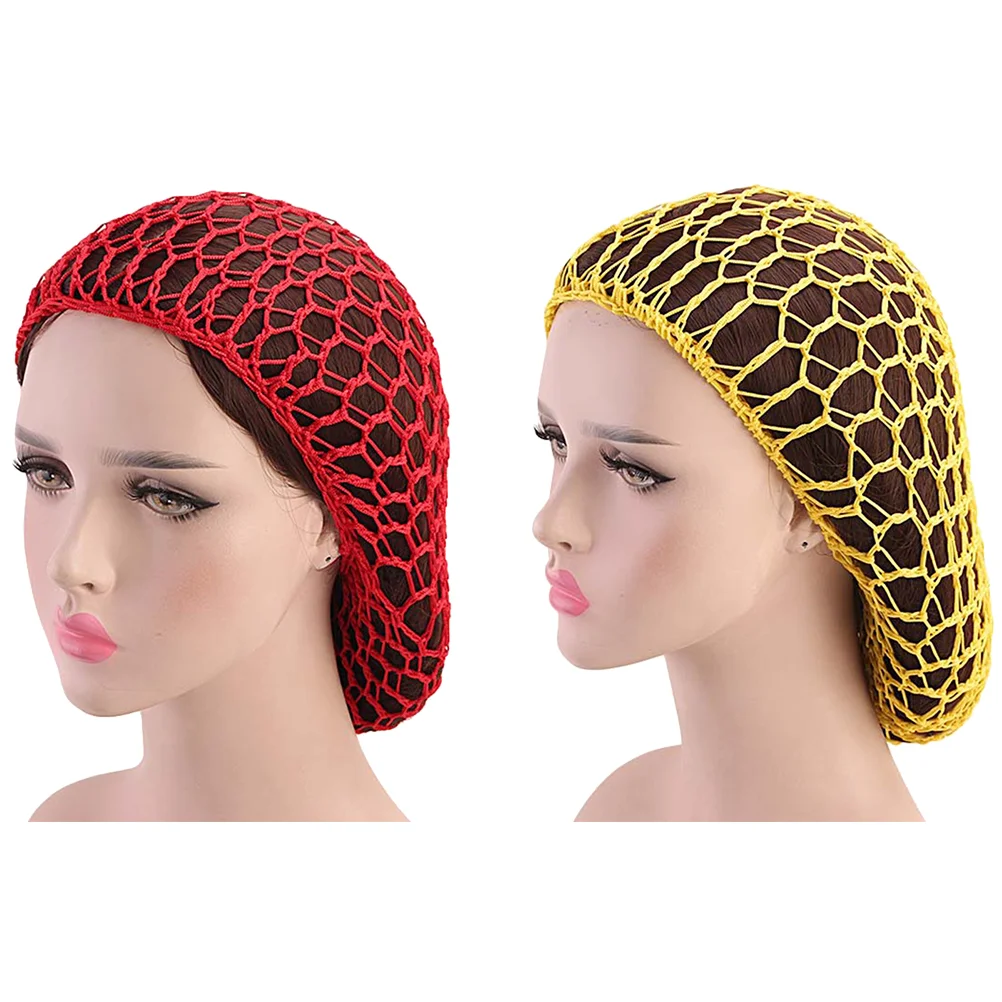 Crocheted-Hair-Net-Cap-2pcs-Night-Sleeping-Bonnet-Caps-Hairnet-Hats-for ...