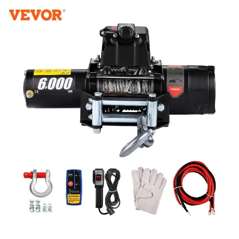 VEVOR-Electric-Winch-6000Lbs-12V-Electric-Truck-Winch-with-Steel-cable-Wireless-Remote-Control ...