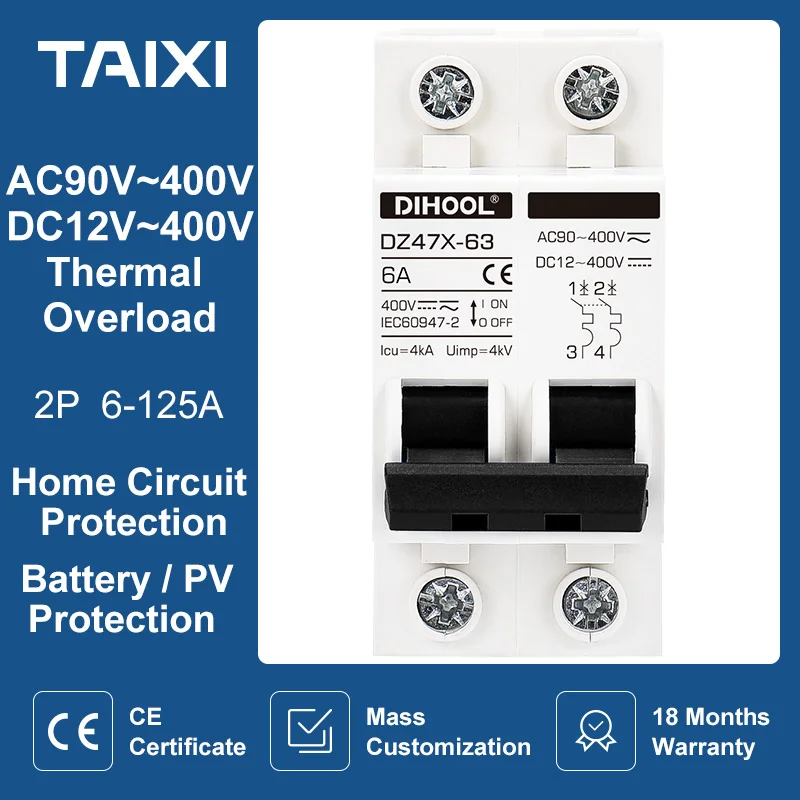 태양광 시스템용 다용도 회로 차단기 및 에어 스위치 - MCB 400V, 15A, 30A, 40A, 60A, 2극, 100A ...