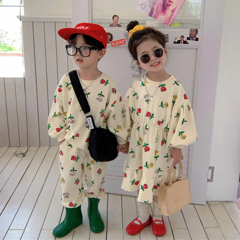 2022 Autumn Boy Girl Matching Clothing Brothers And Sister Long Sleeves ...