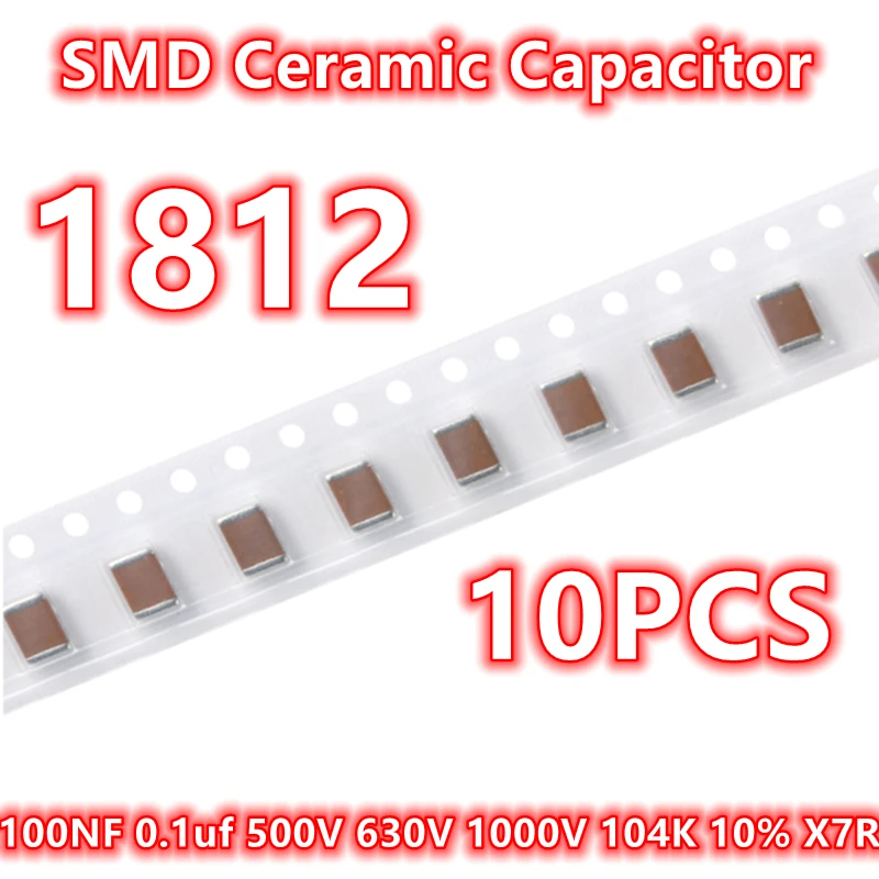 (10pcs) Original 1812 100NF 0.1uf 500V 630V 1000V 104K 10% X7R 4532 SMD ...