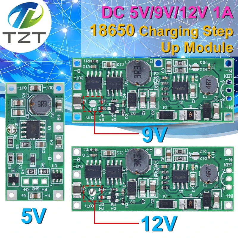 Charging Step Up Booster Module Dc 5v-12v To 9v/12v For 18650 Lithium ...