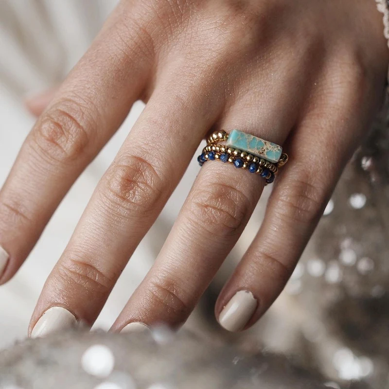 Turquoise Natural Stone Ring | Natural Amethyst Ring | Stone Party ...