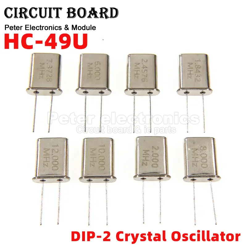 (10pcs)HC-49U 2Pin Passive Crystal Oscillator 2MHz 4MHz 6MHz 8MHz 10MHz ...