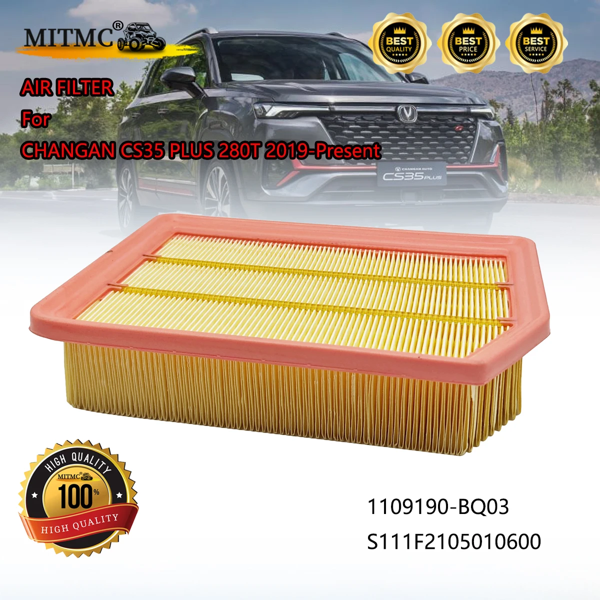 AIR FILTER For CHANGAN CS35 PLUS 280T 2019-Present 1109190-BQ03 ...