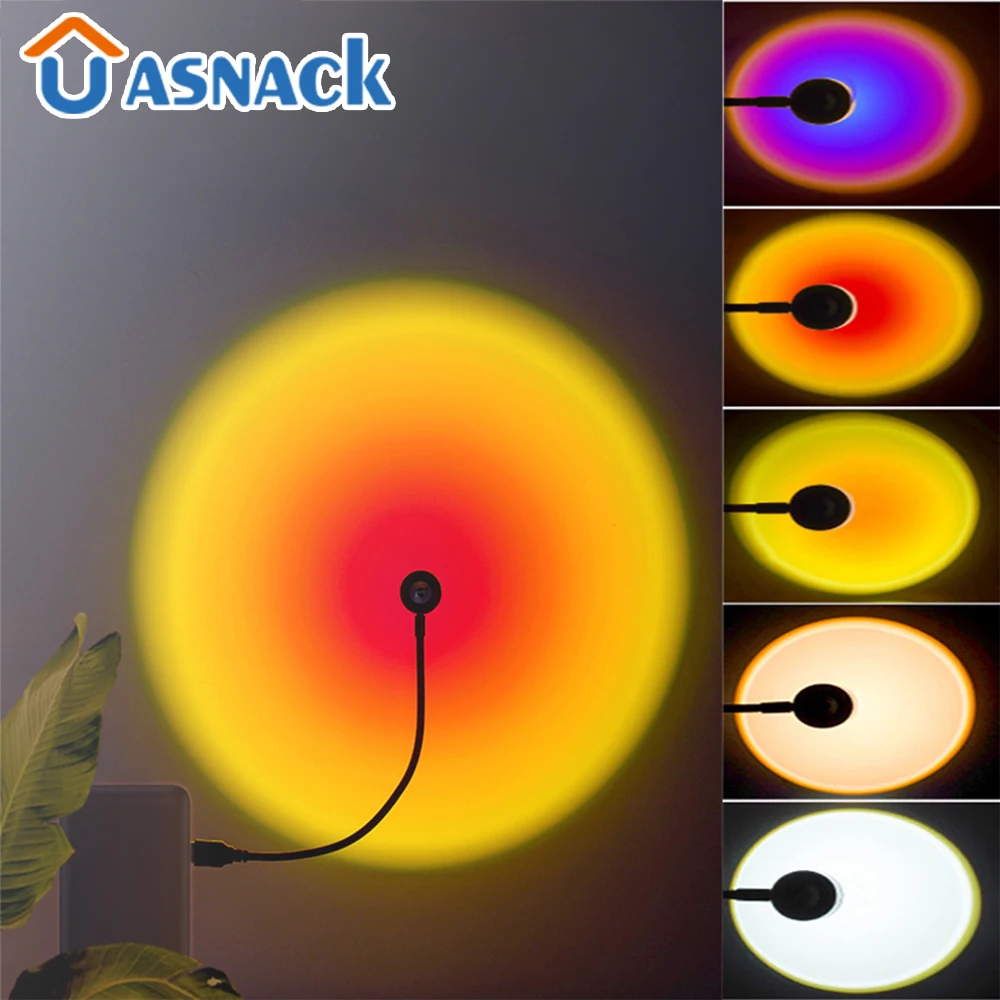 Usb Rainbow Night Light Sunset Lamp Atmosphere Projector Home ...