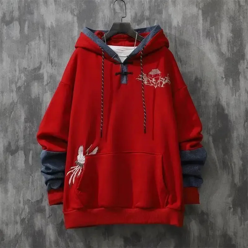 Red-Hoodies-Hip-Hop-Embroidered-Hooded-Top-Grunge-2024-Women-s ...