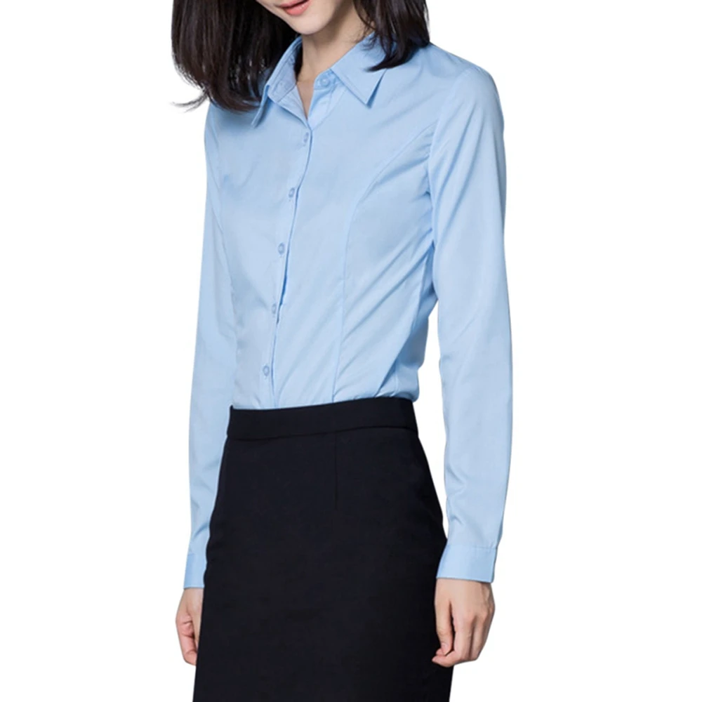 Button-down-Shirts-Women-s-Office-Work-Shirts-Ladies-Business-Blouses-V ...