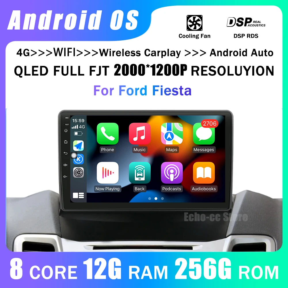 Radio de coche Carplay Android 16 para Ford Fiesta MK7 2009 -2017 ...