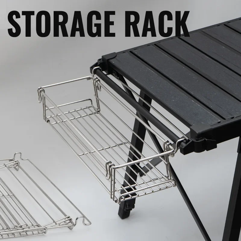 Outdoor Aluminum Table Side Storage Rack Hanging Mesh IGT Table ...