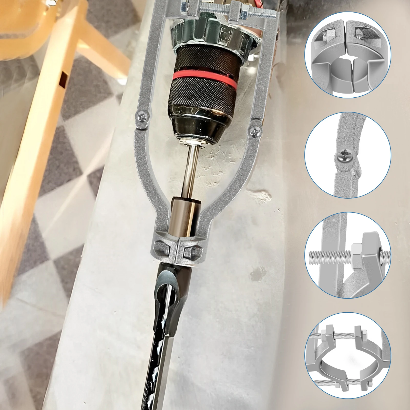 Square Hole Drill Bit Adapter Stainless Steel Adjustable From 1.5-2 ...