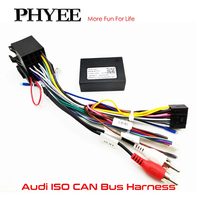 ISO Harness Adapter CAN Bus Decoder 16 Pin Plug Connector RCA Audio Car ...