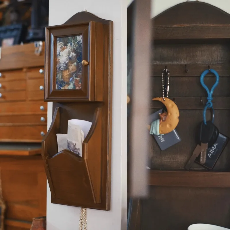 Vintage Solid Wood Wall Organizer Multi-Functional Entryway Shelf ...