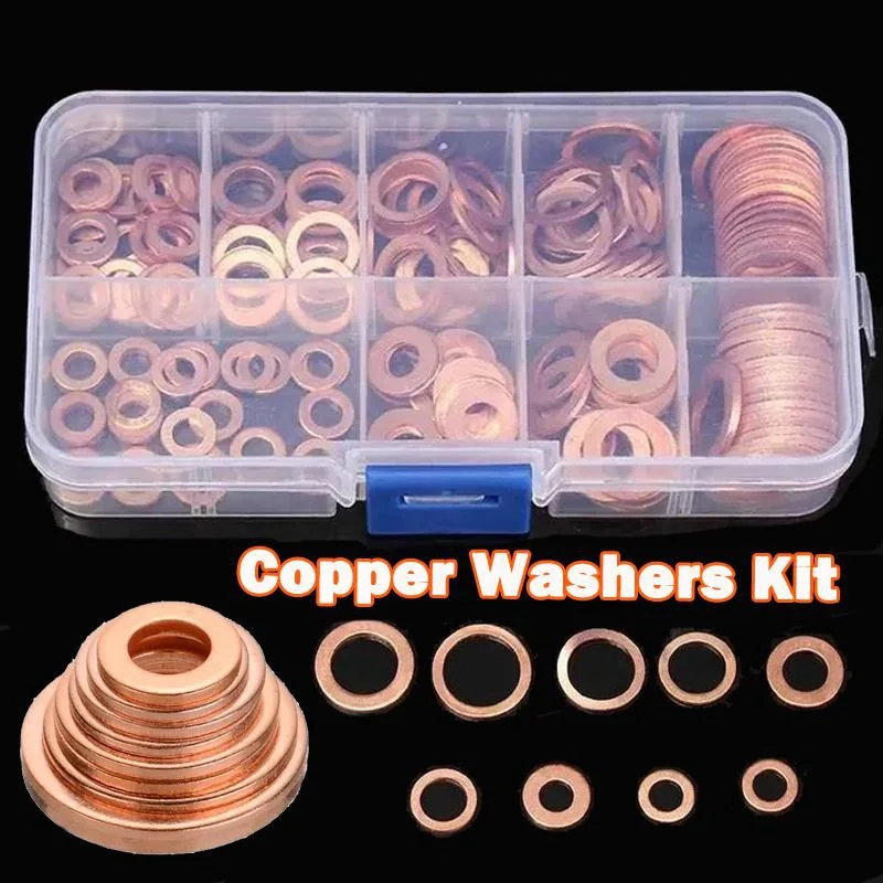 100-150-280Pcs-M5-M6-M8-M10-M12-M14-Washer-Copper-Sealing-Solid-Gasket ...