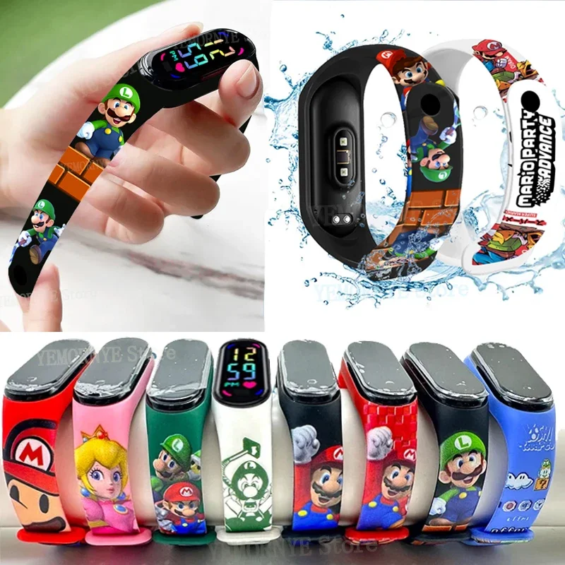 Crian-as-Mario-Bros-Rel-gio-Digital-Imperme-vel-Luigi-Princesa-Peach ...
