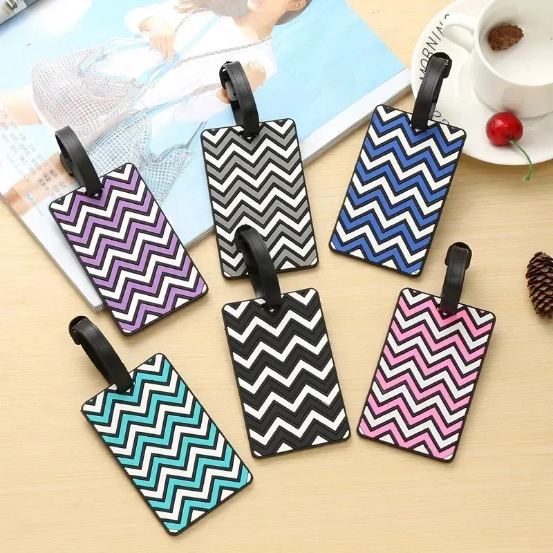 Geometric Luggage Tags for Women Men PVC Baggage Name Tags Suitcase ...