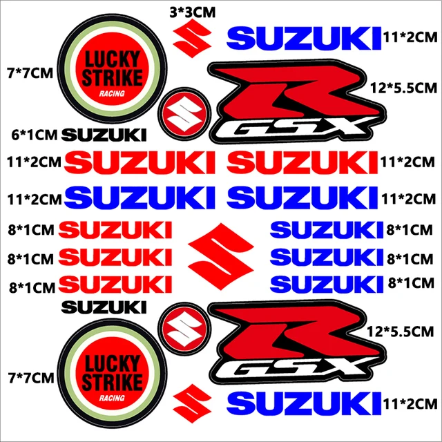 Reflective Suzuki Motorcycle Sticker Decal Tank Logo Set Helmet Emblem ...