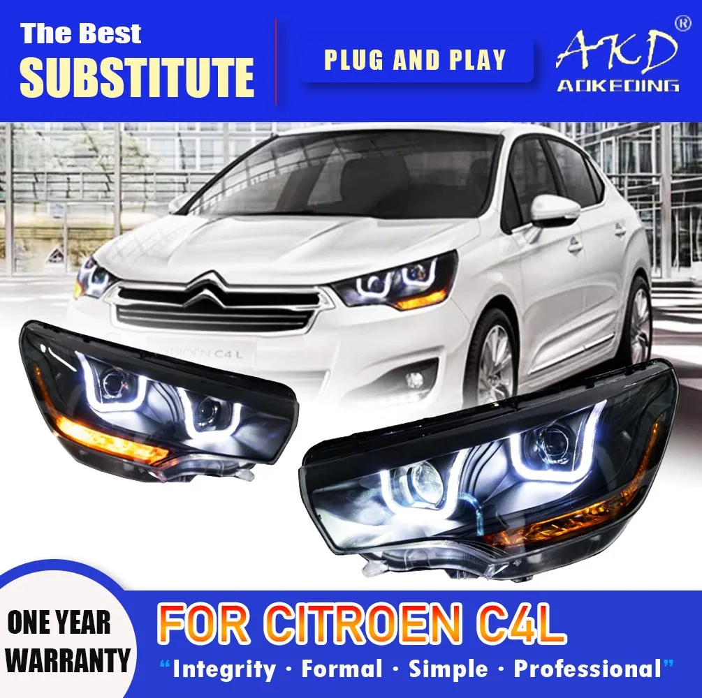 AKD-Head-Lamp-for-Citroen-C4L-LED-Headlight-2013-2016-Headlights-C4-DRL ...
