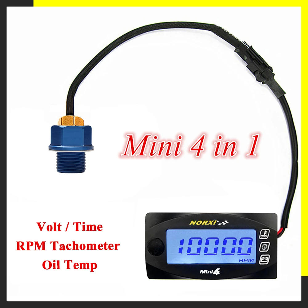 Motorcycles-oil-temperature-Voltage-Time-RPM-Tachometer-Norxi-Mini-4-in ...