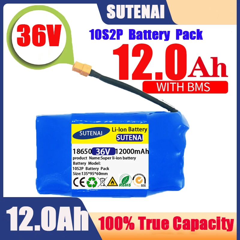 36V-Rechargeable-Li-ion-Battery-Pack-12000mAh-12Ah-Lithium-Ion-Cell-For ...